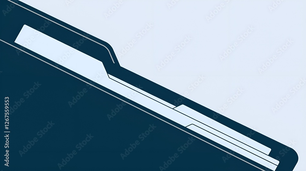 Minimalistic illustration of a file folder in a blue and gray color ...