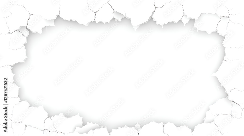 Cracked Wall Effect White Destruction With Cracks And Debris Breaking ...