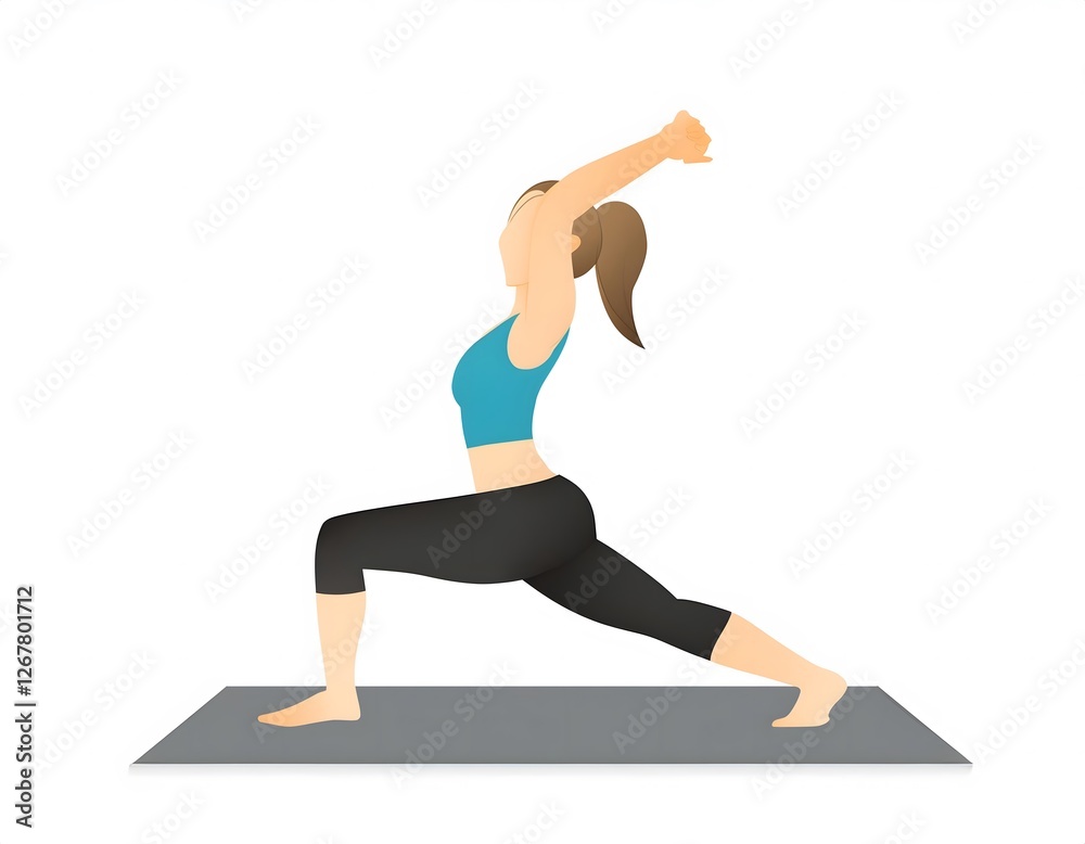 Woman doing crescent lunge with triceps stretch yoga pose Stock ...