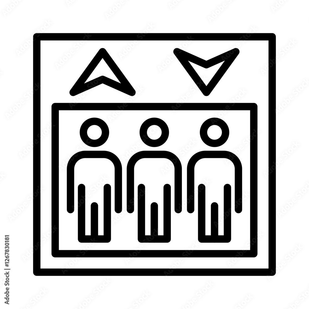 Lift icon. Elevator sign. Simple vector line icon of an elevator with ...