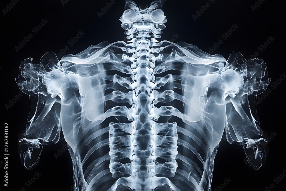 High-Resolution Radiographic X-ray Showcasing Human Chest Anatomy with ...