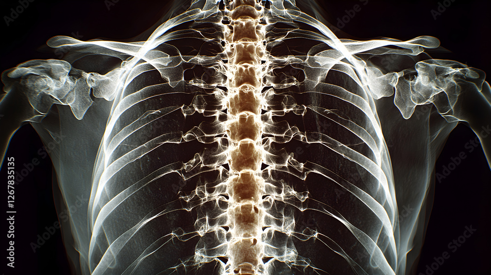 High-Resolution Radiographic X-ray Showcasing Human Chest Anatomy with ...