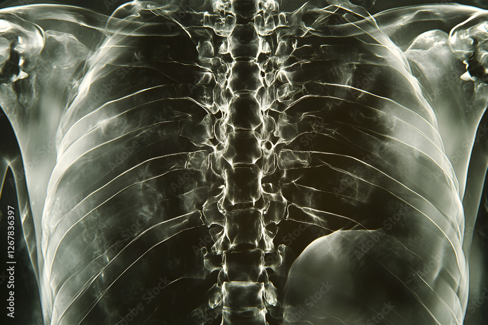 High-Resolution Radiographic X-ray Showcasing Human Chest Anatomy with ...