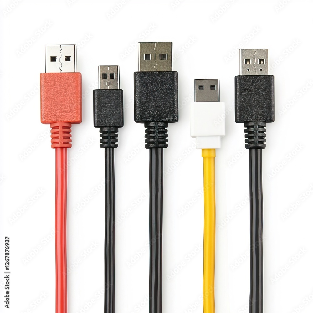 Variety of USB Cables in Different Colors and Configurations, Home ...