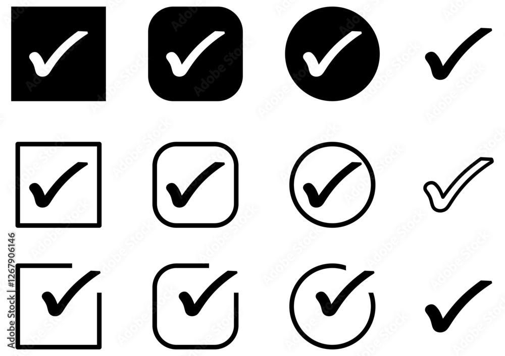 check box icon with correct, accept checkmark icons check list circle frame - checkbox symbol ...