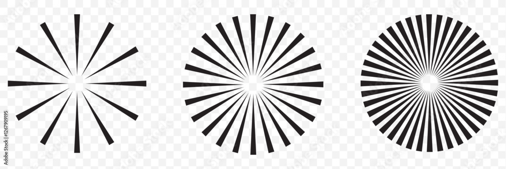 Radial circle lines. Circular radiating lines geometric element. Sun ...