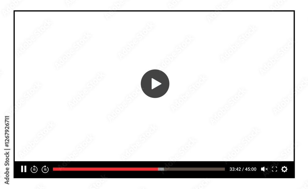 Desktop web video player with modern multimedia interface and navigation icons, designed for ...