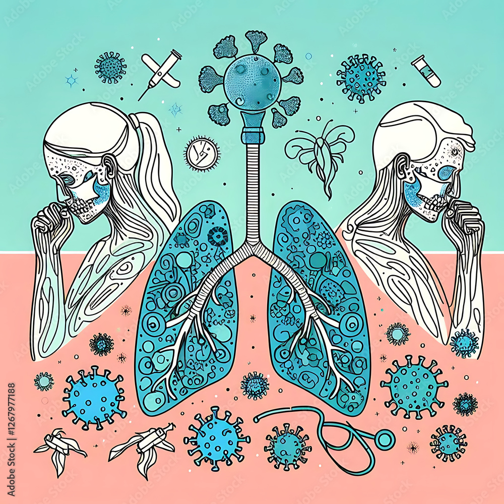 Stock-Illustration „World Pneumonia day poster design. Continuous line ...