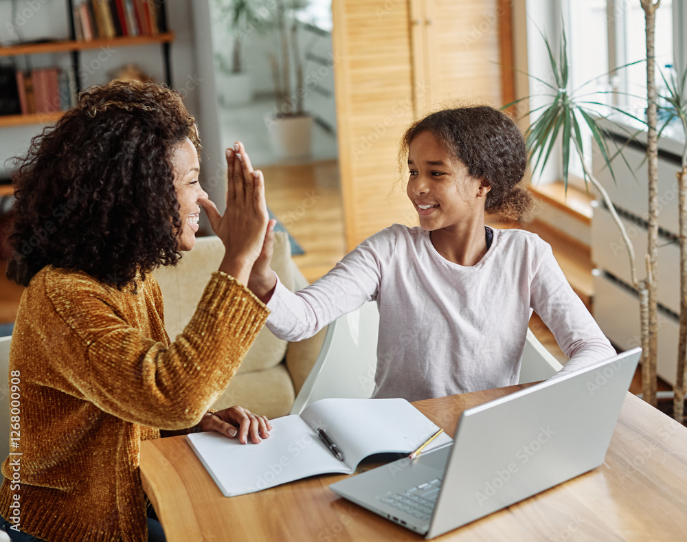 mother child home family homework daughter teenage parent education ...