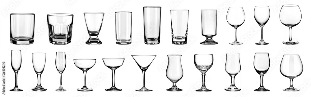 Empty cocktail glass PNG set bundle, transparent isolated background ...