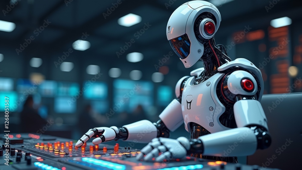 Стоковое фото «robot control room robot white black color has ...