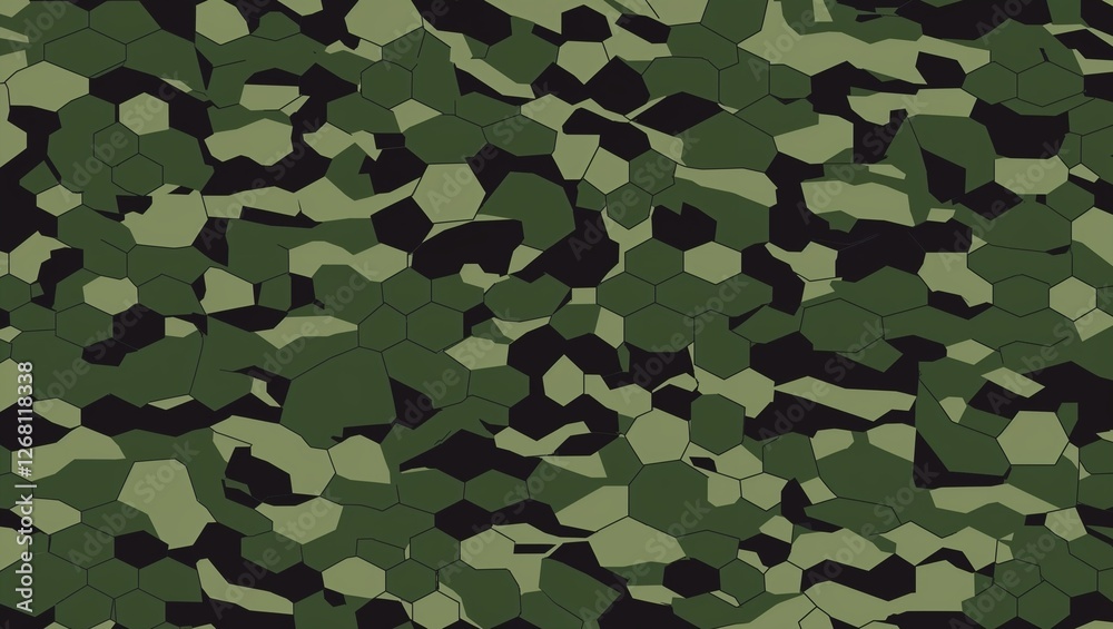 Octagon camouflage seamless pattern, green and black, military dot ...