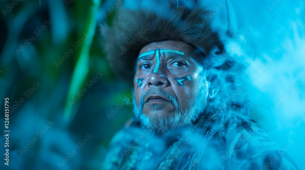 Ancient traditions come to life as a tribal elder with vibrant face ...
