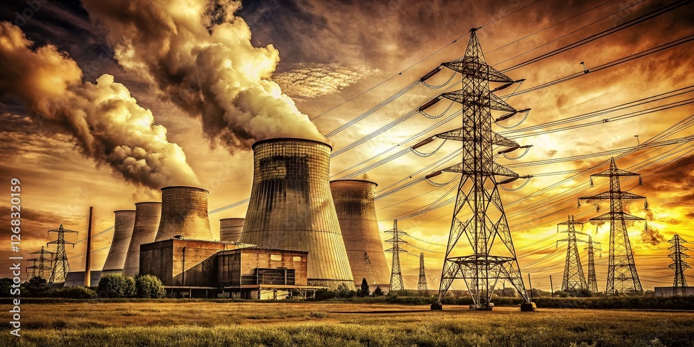 Vintage Power Station: Industrial Energy Production in the 1950s Stock ...