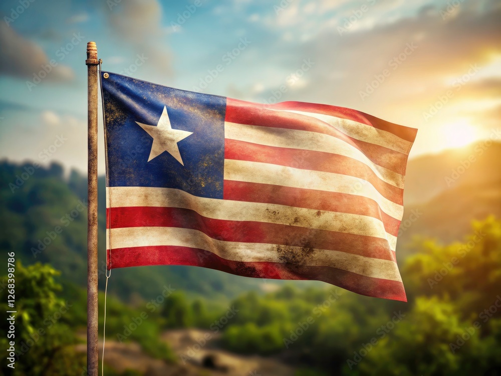 Stunning Liberian flag background. High-resolution documentary ...