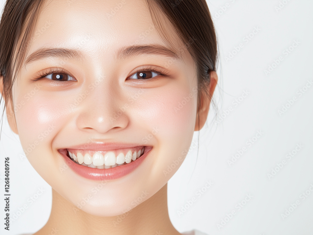 young east asian girl woman model gen z gen alpha clear skin blush ...