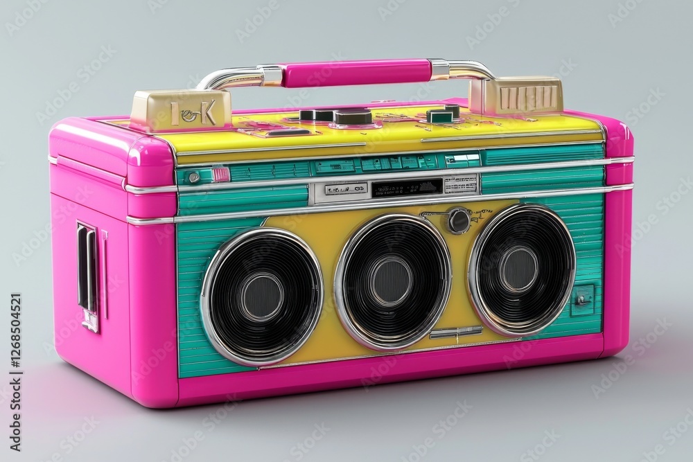 Artistic representation of a retro boombox in striking colors. Stock ...