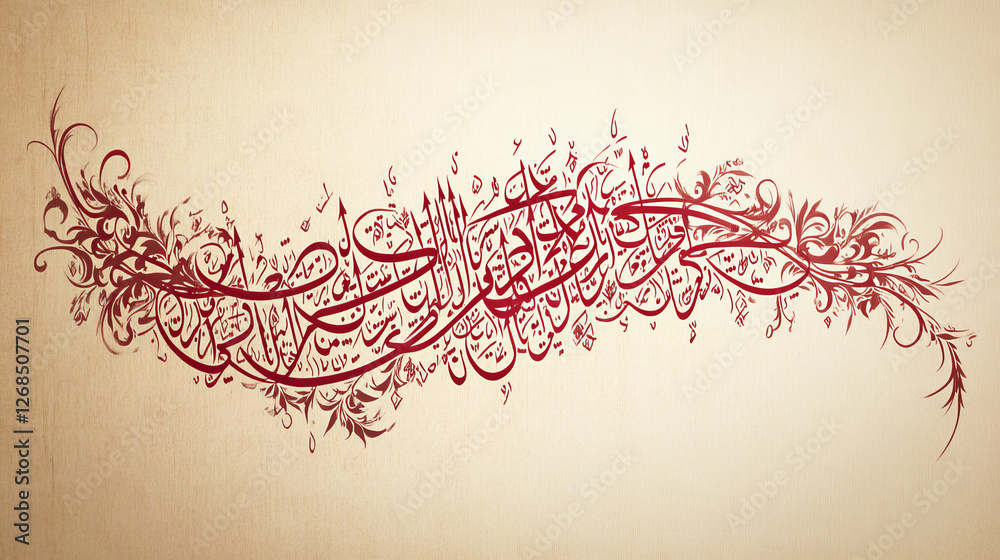 stunning floral red arabic calligraphy artwork in traditional and ...