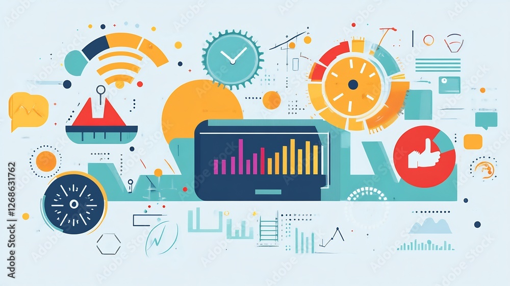 Abstract art illustrating key performance indicators in customer ...