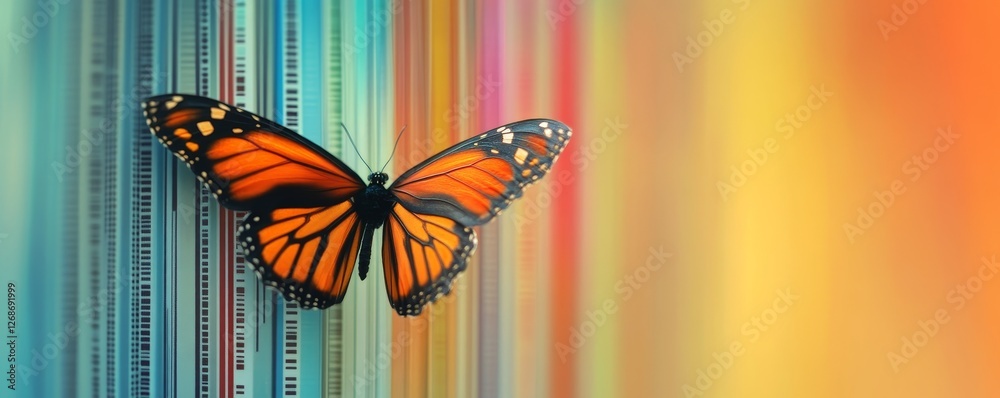 Butterfly Transformation, A butterfly breaking free from a barcode ...