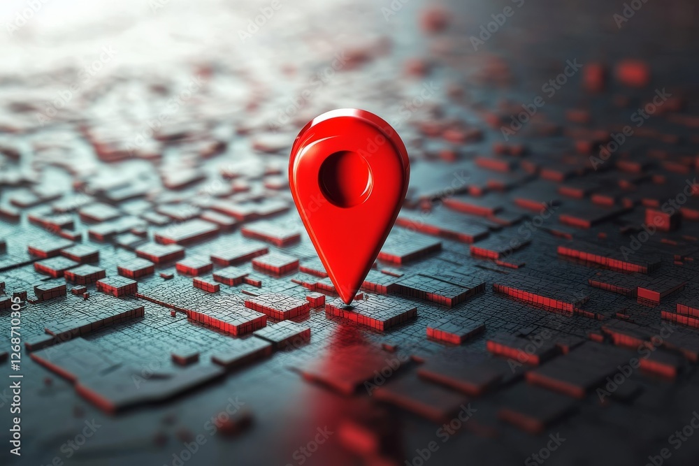 Red Location Pin on 3D Cracked Surface Digital Art, GPS Navigation ...