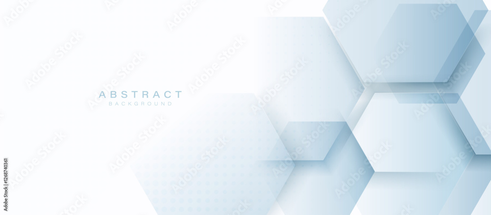 Minimalist Abstract White and Light Blue Hexagonal Background Stock ...