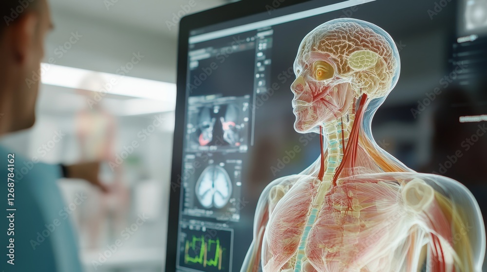 Detailed Digital Twin Model of Human Body Displayed on Screen Stock ...