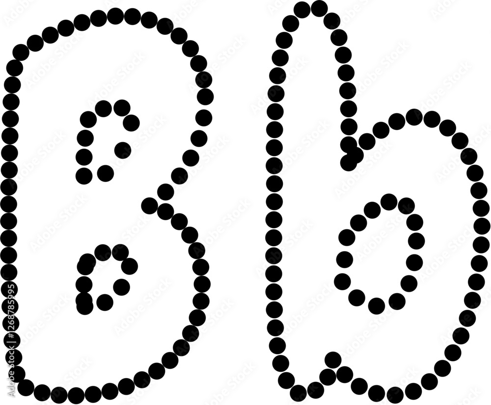 Vector of uppercase and lowercase letter B in dashed line style. Ideal ...