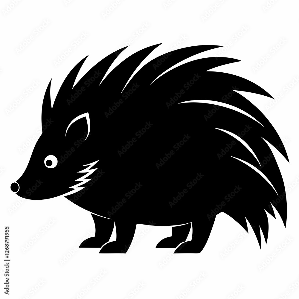 Porcupine Icon in Black Silhouette Stock Vector | Adobe Stock