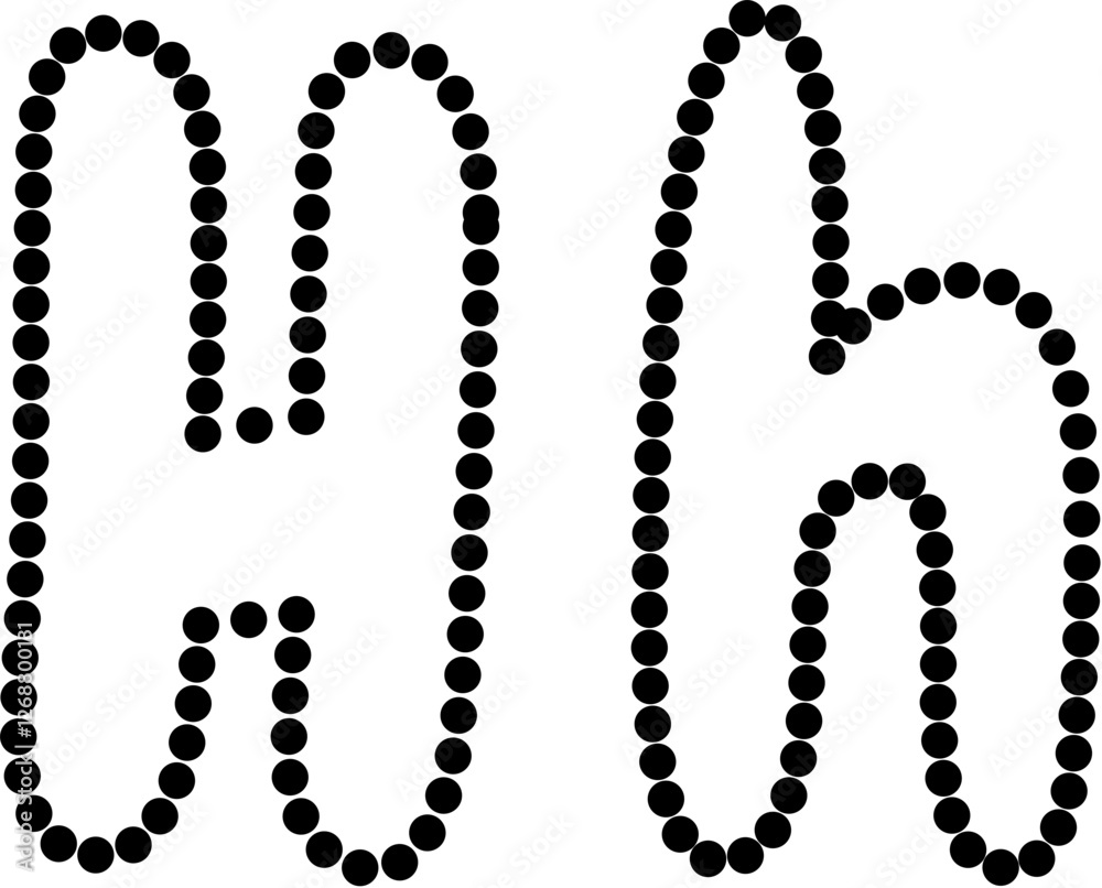 Vector of uppercase and lowercase letter H in dashed line style. Ideal ...