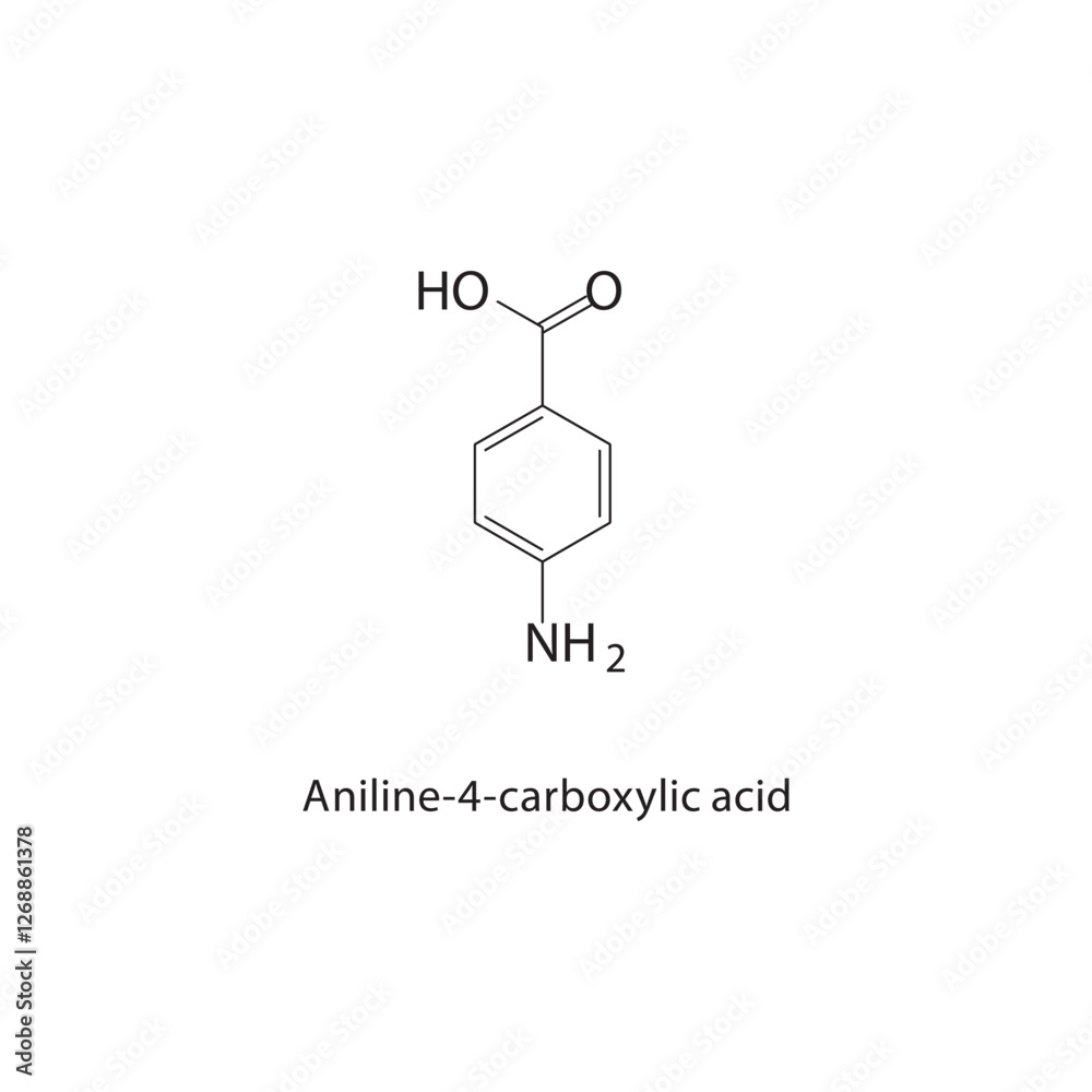 Vector de Stock Aniline-4-carboxylic acid skeletal structure ...