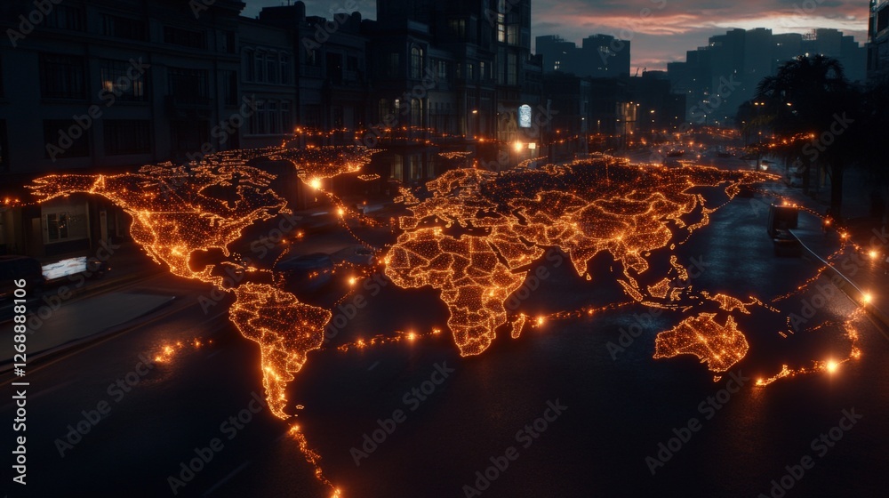 World map highlighting logistics import export and transportation ...