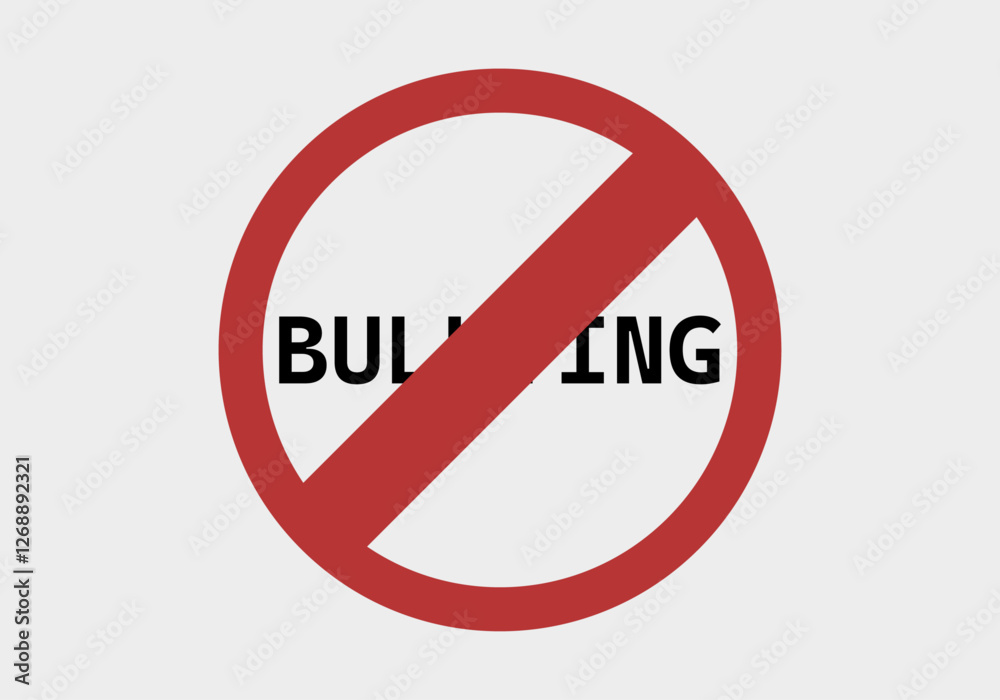Vector de Stock Señal roja de prohibido acoso escolar o bullying ...