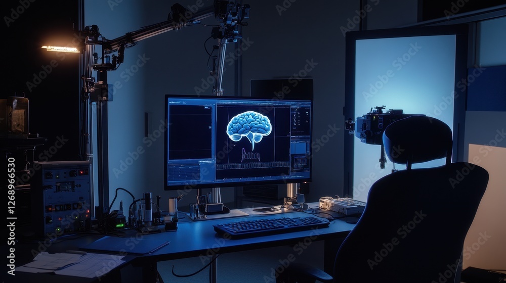 Brain signal decoding workstation with a high-tech EEG scanner and a ...