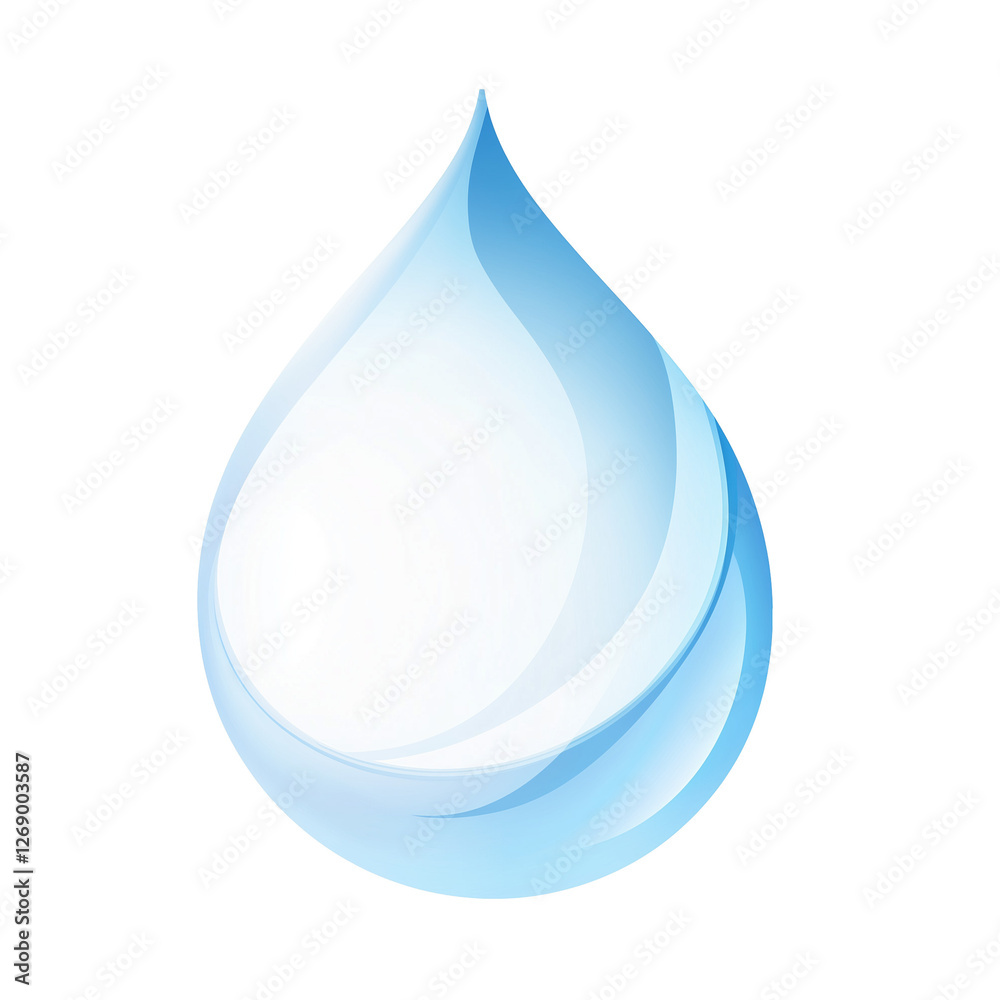 Simple raindrop icon with smooth blue gradients and soft curves ...