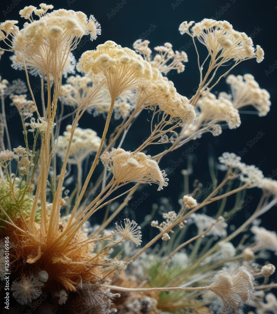Detailed view of Aspergillus conidiophores with phalides and ...