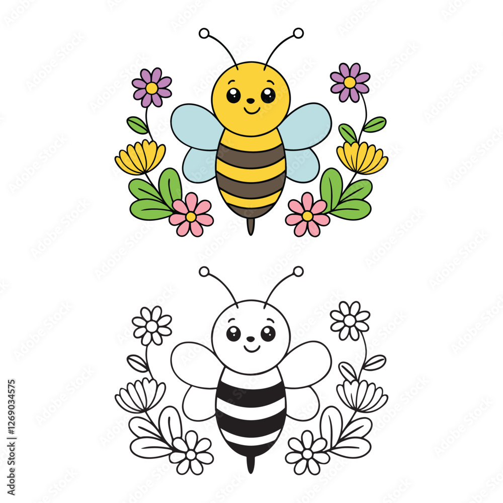 "Cute Bee Coloring Pages for Kids - Fun and Educational Printable ...