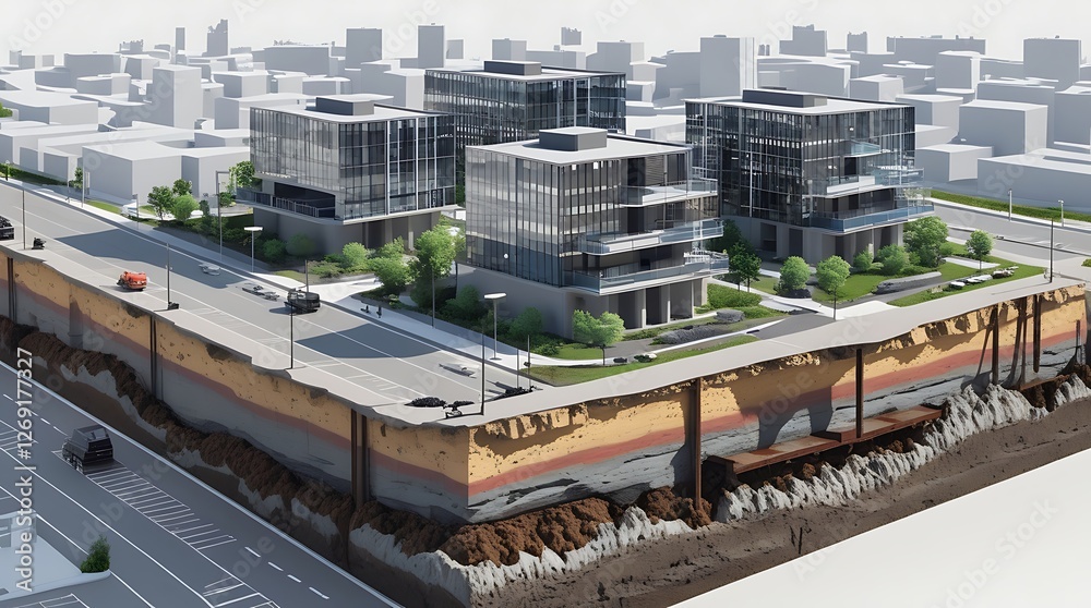 Ilustración de Stock Highly Detailed 3D Cross-Section of a modern tower ...