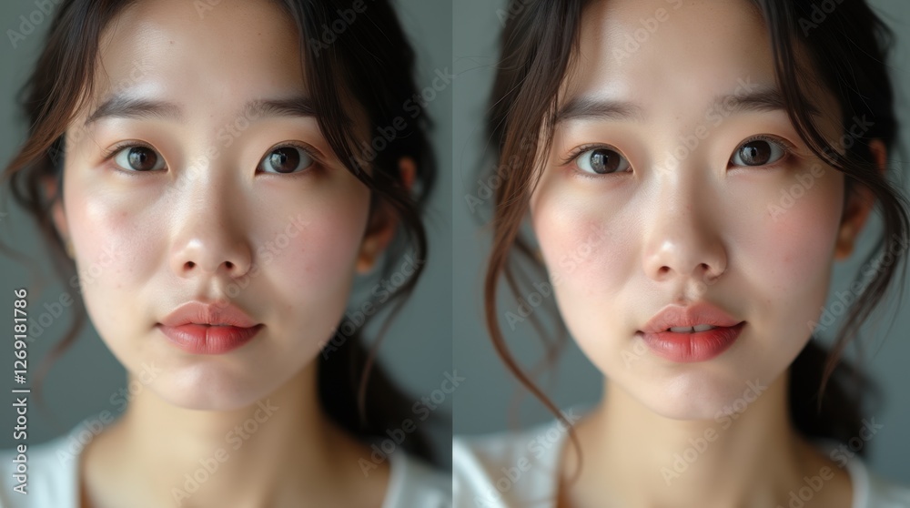 Comparison Photos of a Korean Woman in Her 40s Stock Photo | Adobe Stock