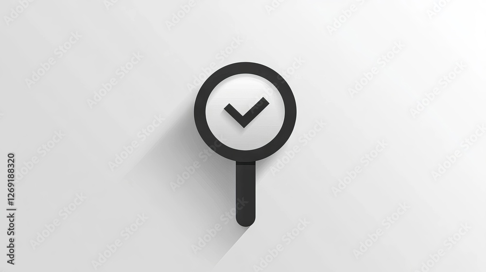 Symbol representing confirmation and verification with a magnifying ...