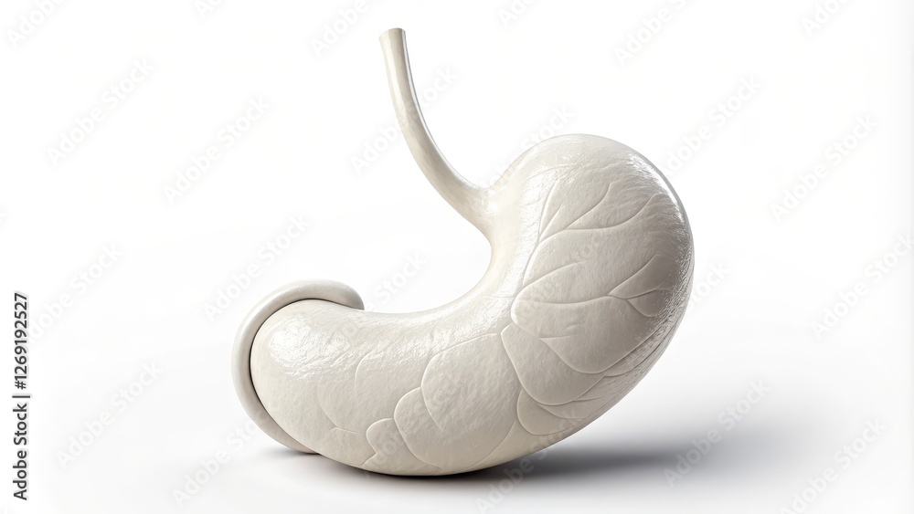 3D Rendered White Stomach J-Shaped, Detailed Anatomy, Medical ...