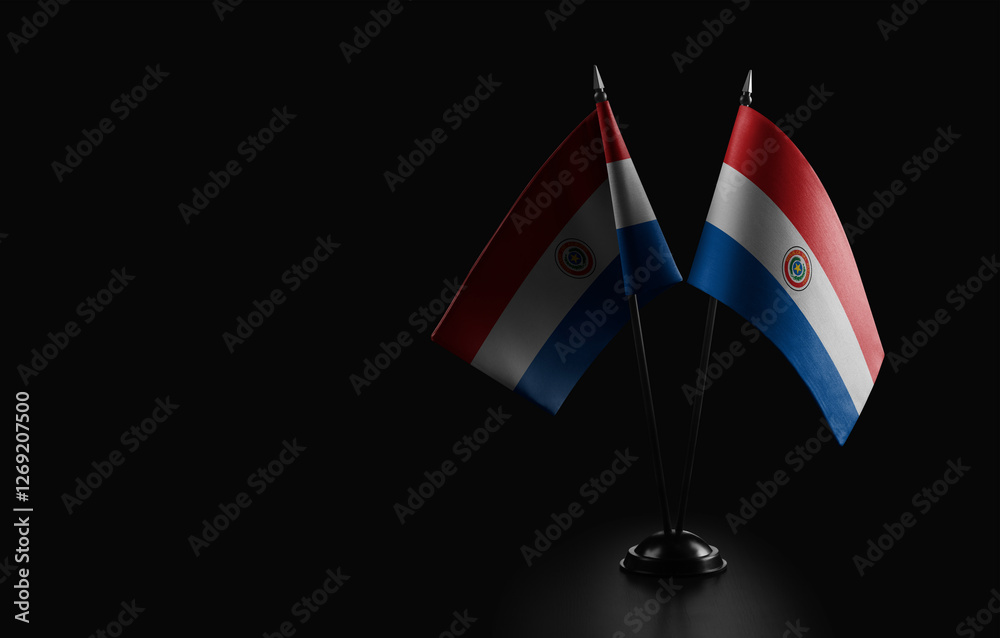 Small national flags of the Paraguay on a black background Stock Photo ...