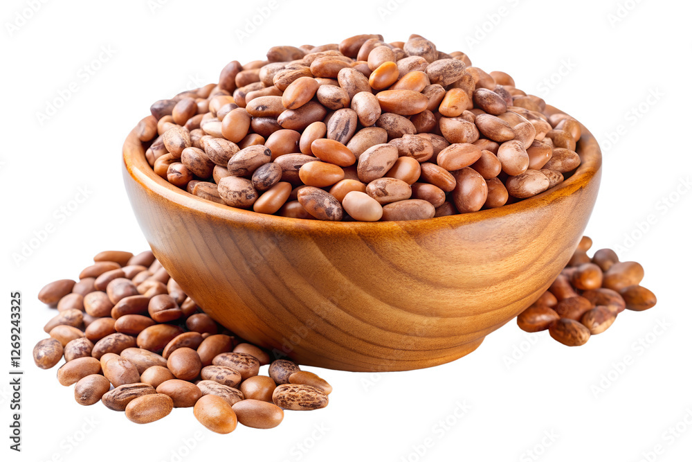 pinto beans in wooden bowl isolated on transparent background png Stock ...