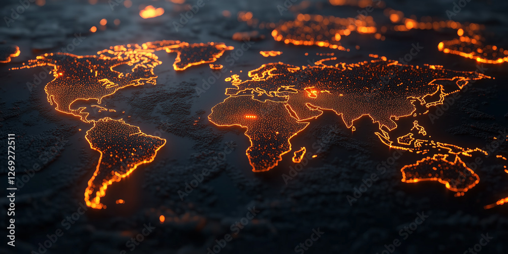 Visualizing global trade routes with digital tariffs in a futuristic ...