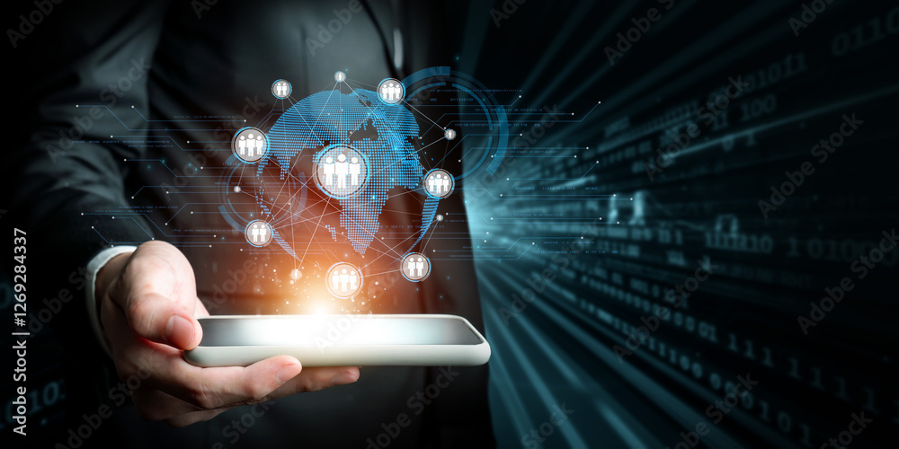 Business person engages in networking, building valuable connections ...