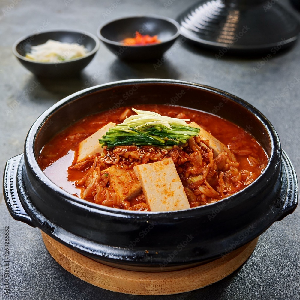 Authentic Korean Kimchi Jjigae in Bubbling Hot Stone Pot – Spicy ...