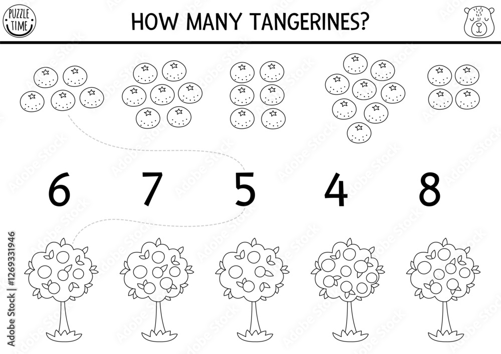 Vector de Stock Match the numbers black and white capybara game with ...