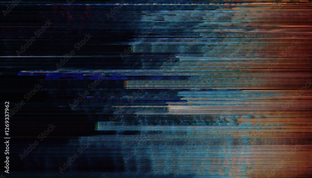 glitch transition overlay color tv noise old screen defect blue orange ...
