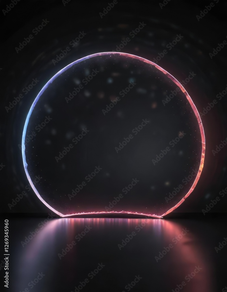 The LED lights form a glowing semicircle that fills the dark space with ...