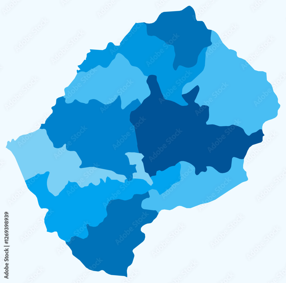 Map of Lesotho with regions. Just a simple country border map with ...